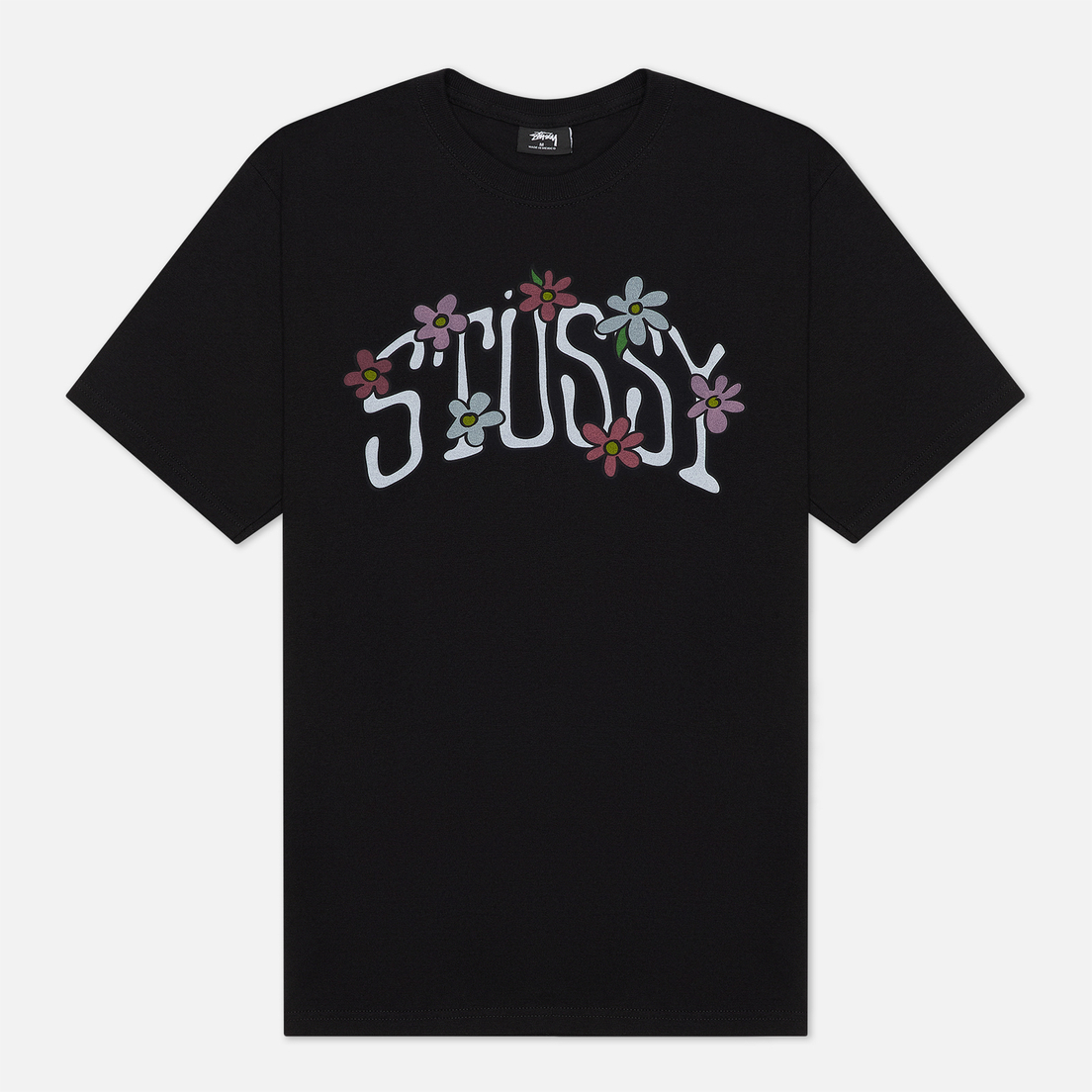 Мужская футболка Stussy Flower Collegiate Pigment Dyed, 1904591-BLACK
