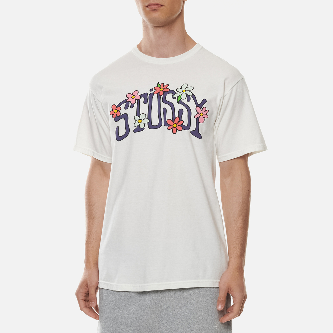 Мужская футболка Stussy Flower Collegiate Pigment Dyed, 1904591-NATURAL