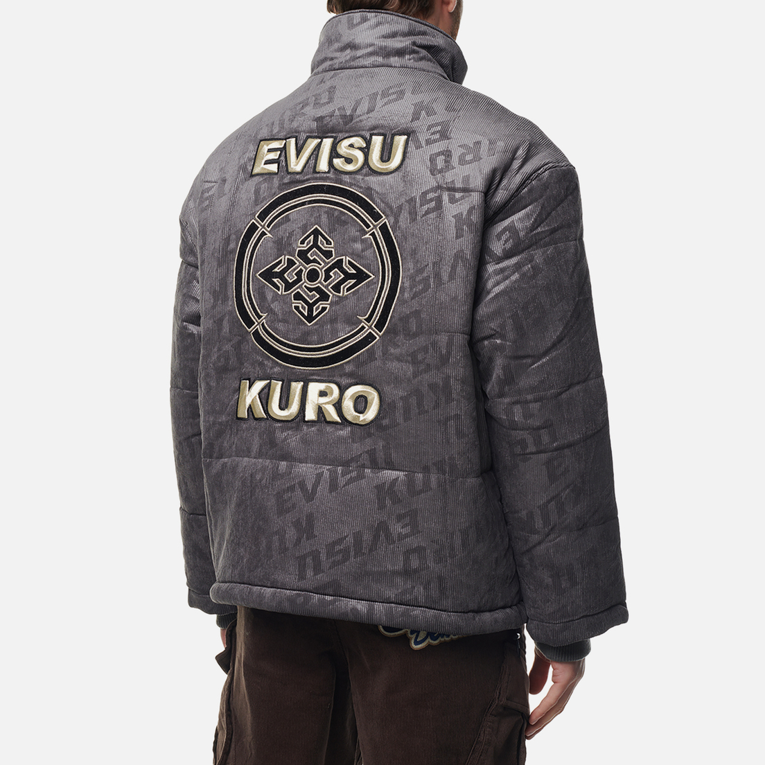 Мужская куртка ветровка Evisu Evisukuro Embossed AO Monogram Padded With 3D Logo ...