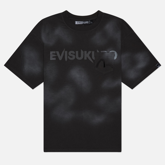 Мужская футболка Evisu Evisukuro Garment Dyed Calligraphy Logo Pocket ...