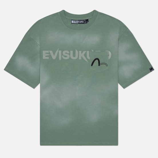 Мужская футболка Evisu Evisukuro Garment Dyed Calligraphy Logo Pocket ...